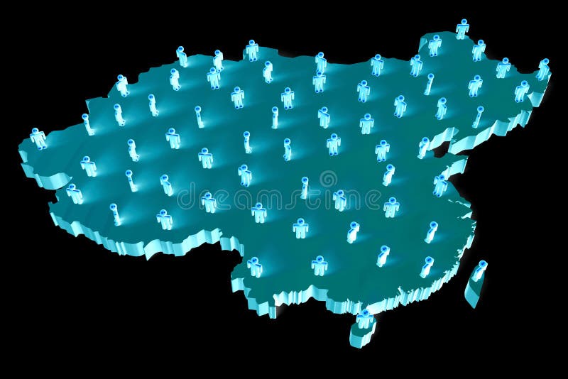 PRC, People Republic of China - Country Shape and People Stock ...