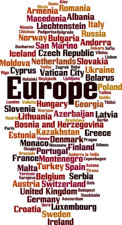 Countries in Europe Word Cloud Stock Vector - Illustration of continent ...