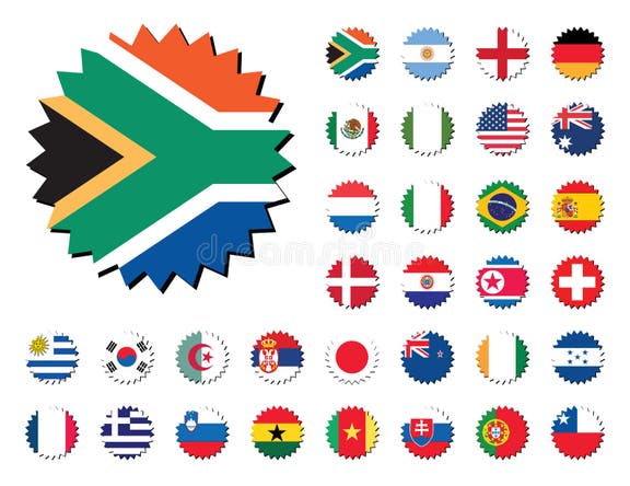 Countries Flags Badges Stickers Stock Vector - Illustration of seal ...