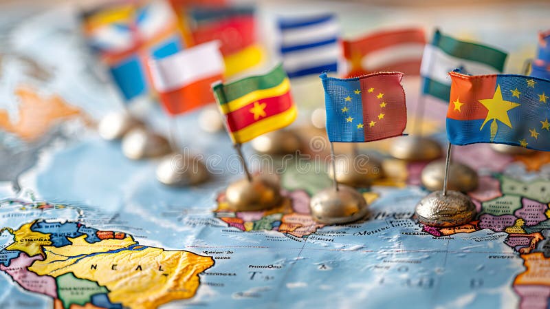 Countries Map with Flags Europe Stock Illustration - Illustration of ...