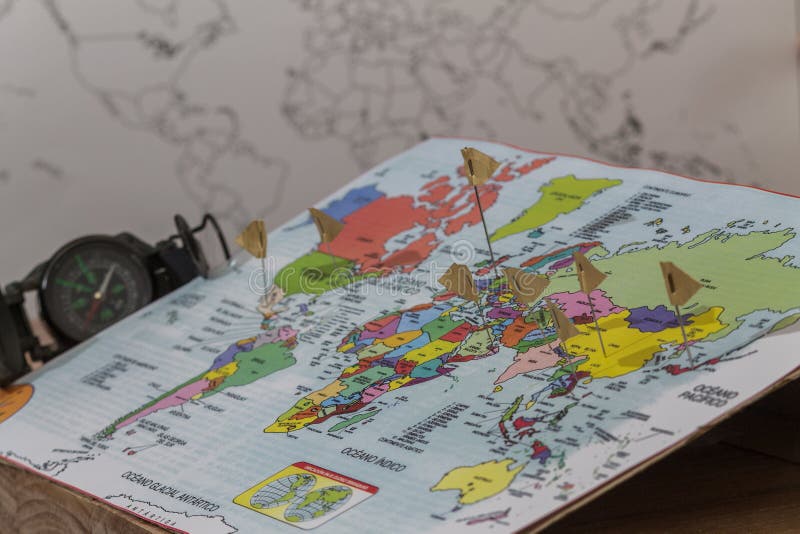 Countries Visited Marked by Flags Stock Image - Image of direction ...