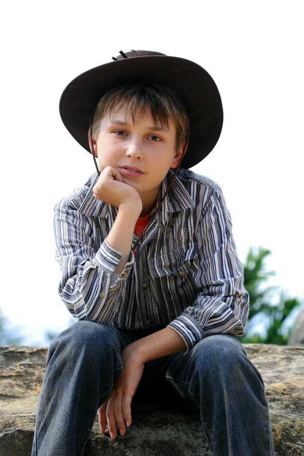Country Boy Sitting on a Fence Stock Photo - Image of resting, meadow ...