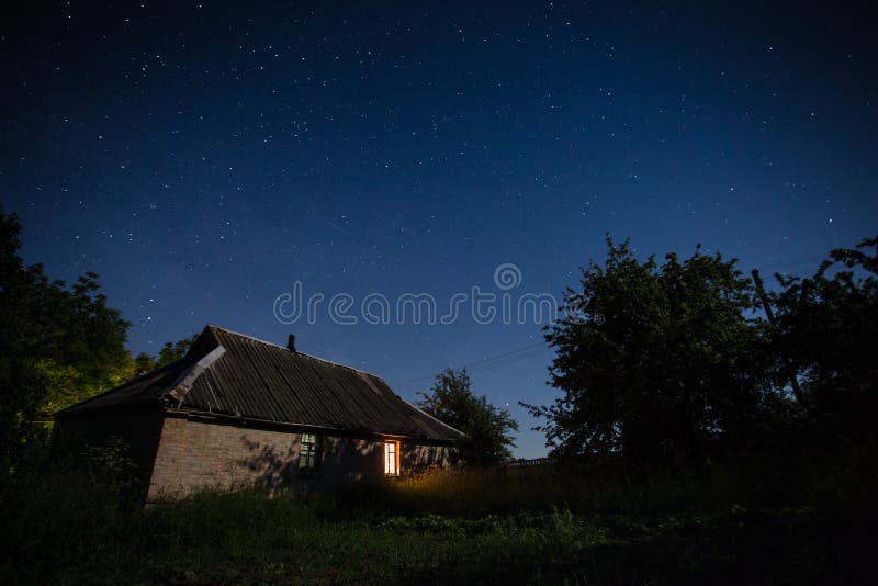 Country Building Under Night Sky Stock Image - Image of night ...