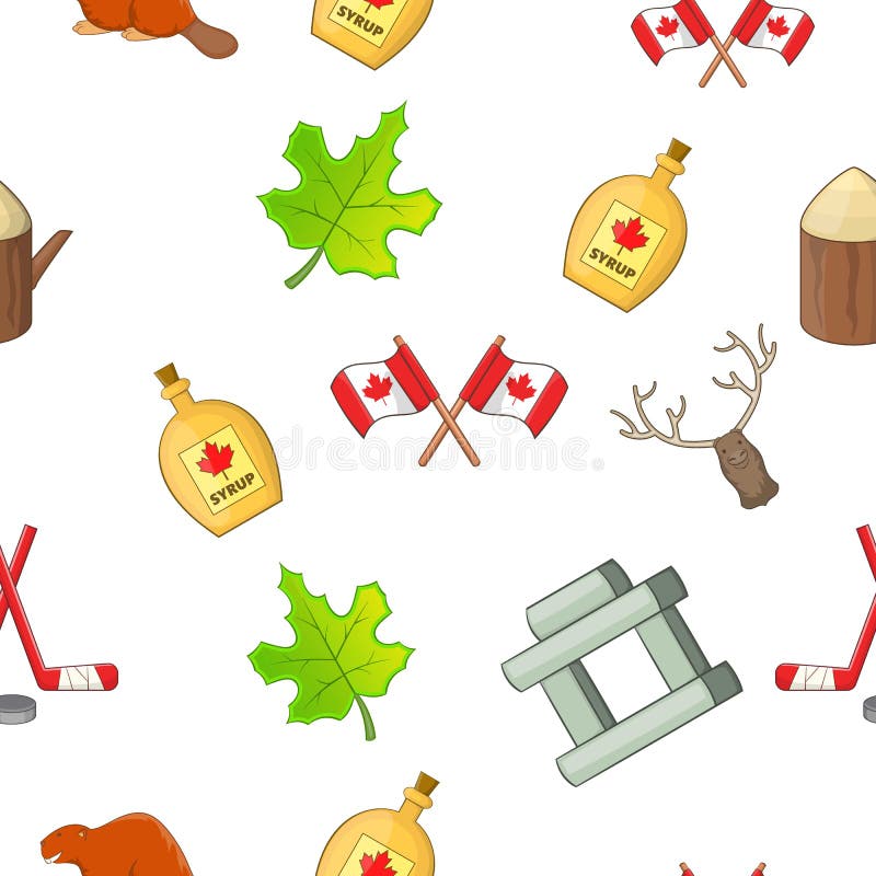 Country Canada Pattern, Cartoon Style Stock Vector - Illustration of ...