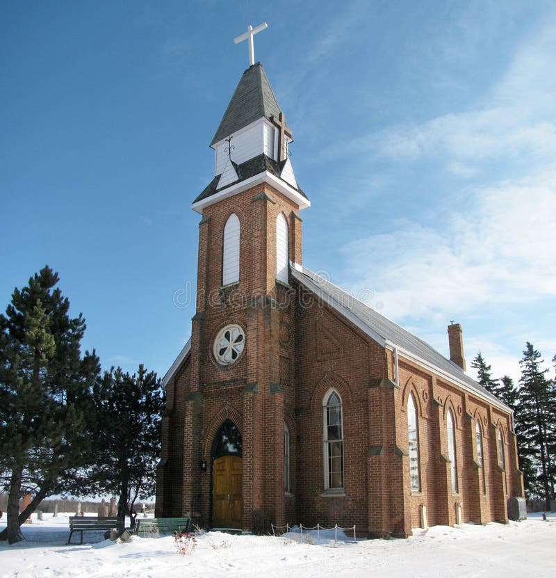 Country Church stock photo. Image of snow, brick, worship - 12408850