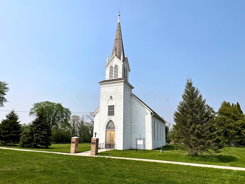 Country church in spring stock image. Image of wood - 354276643