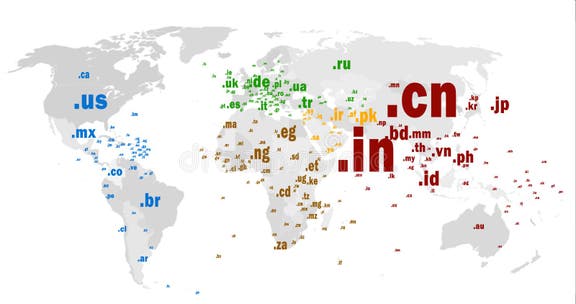 Country Code Top-level Domain World Map Stock Illustration ...
