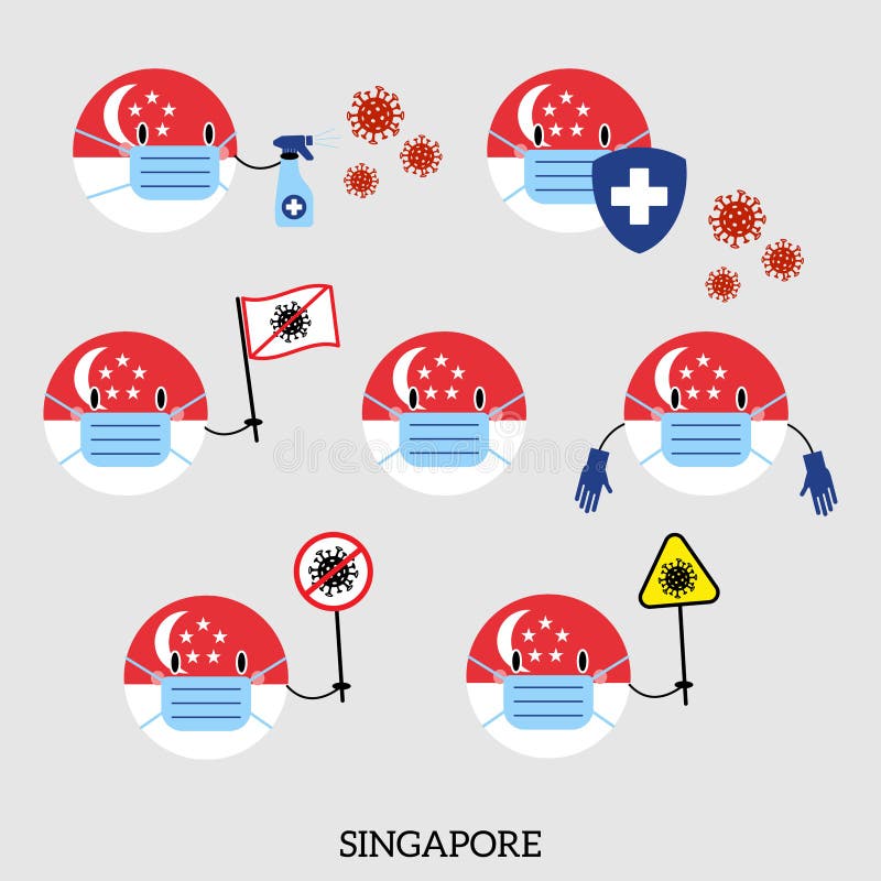 Set of Singapore Country Balls Icons Stock Vector - Illustration of ...