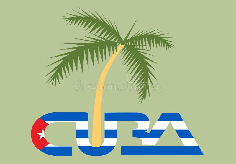 Country Cuba. Silhouette in the Form of the Name, Flag and Palm Stock ...