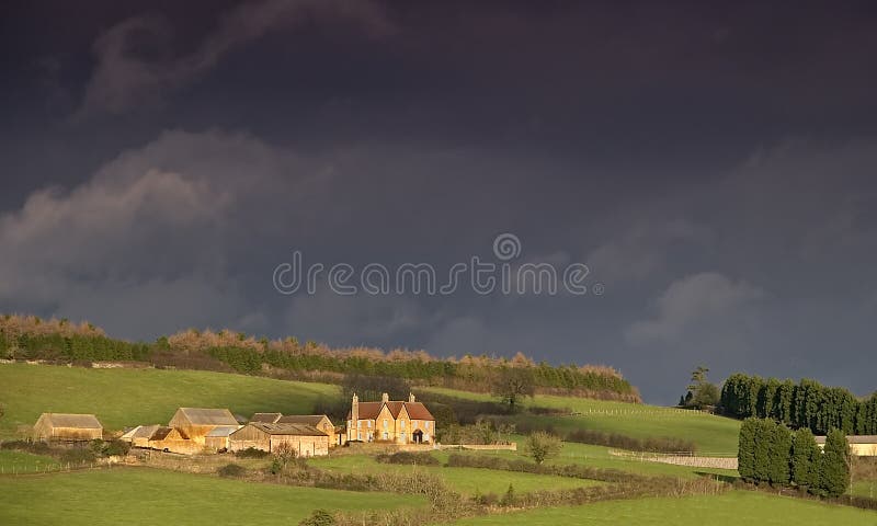 A country farm stock image. Image of grass, lightning, cottage - 144105