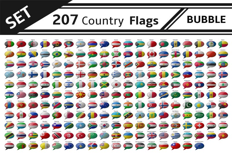 207 country flag bubble stock vector. Illustration of flags - 88426862