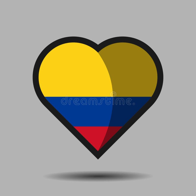 Colombia Flag. National Flag on Heart Shape Vector Eps 10. Stock Vector ...