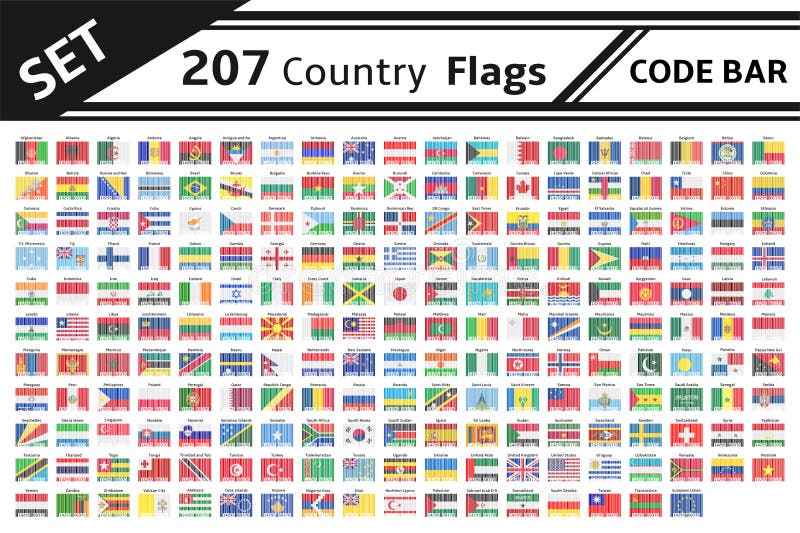 207 Country Flags and World Map Stock Vector - Illustration of flags ...