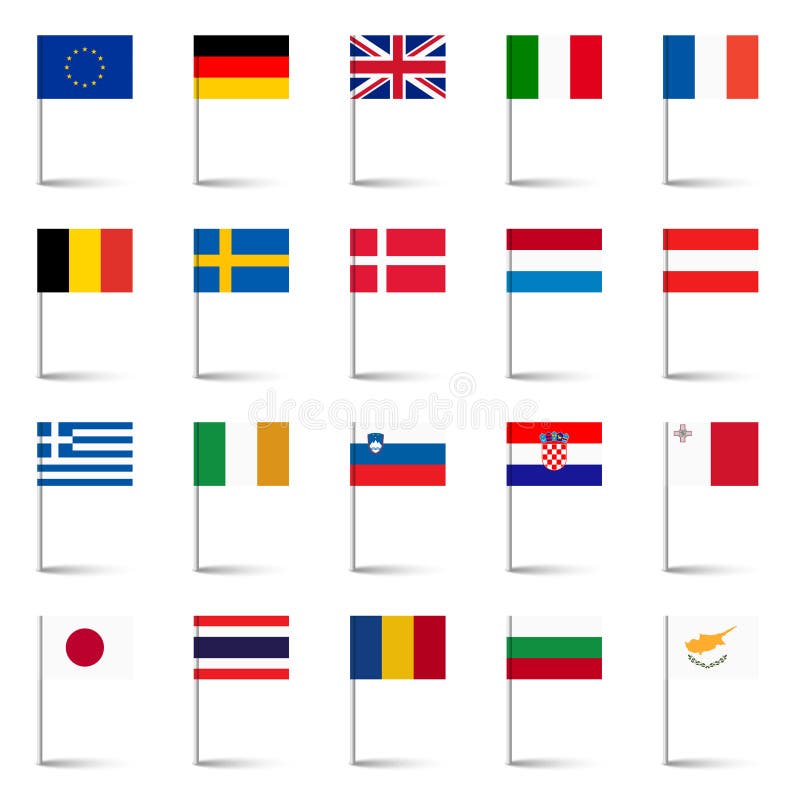 Country 3D pins with flags stock vector. Illustration of europe - 27234629