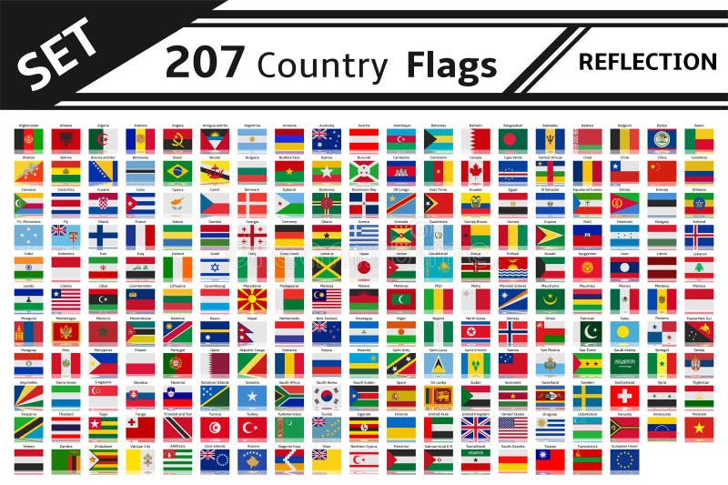 207 Country Flags and World Map Stock Vector - Illustration of flags ...