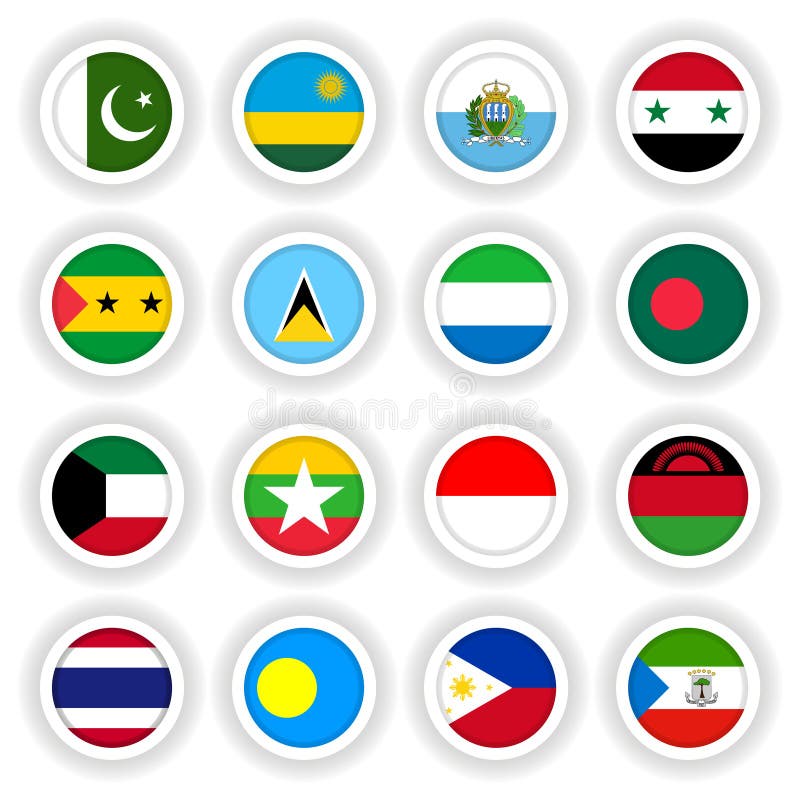 Country Flags in Round Button Stock Vector - Illustration of button ...