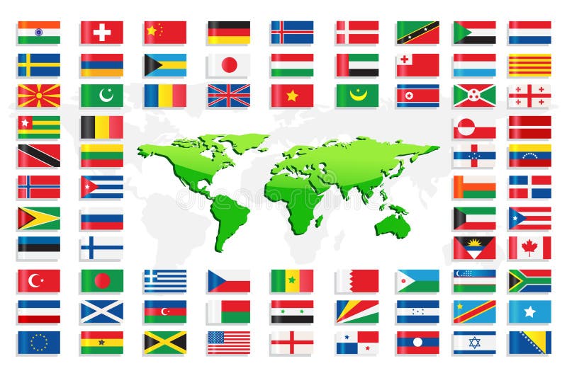 Country Flags With World Map Stock Vector - Illustration of america ...