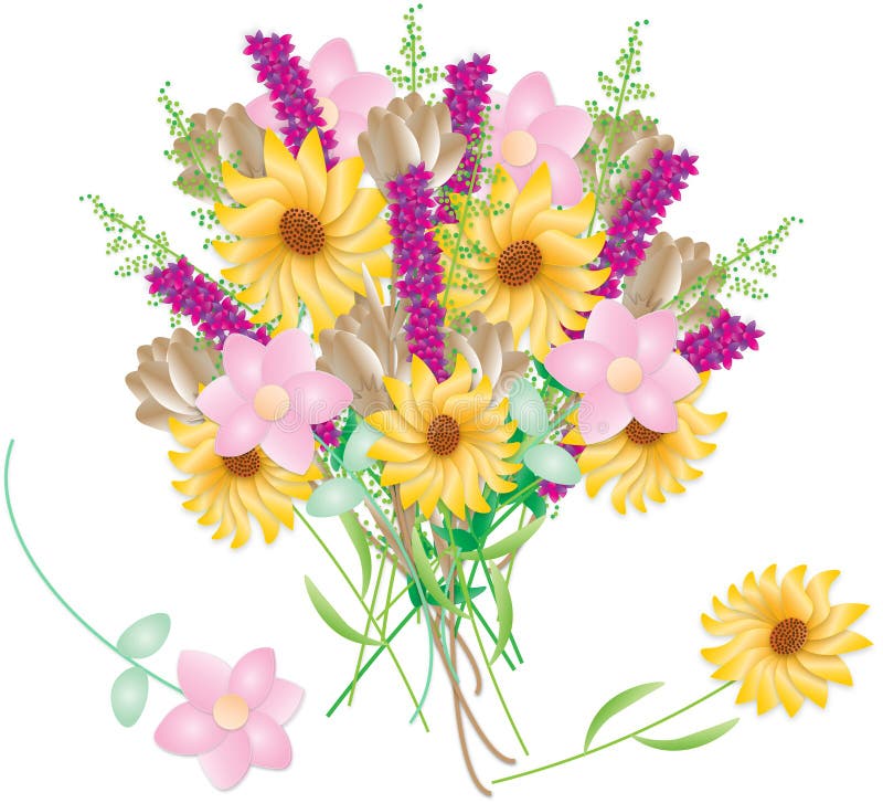 Graphic of a Country Bouquet of Colorful Flowers Stock Illustration ...