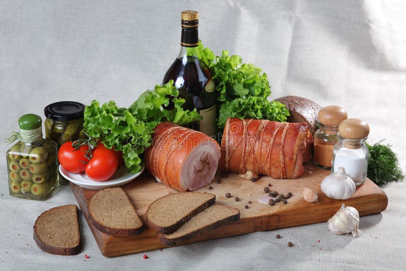 Country food stock image. Image of sausage, salad, country - 15010835