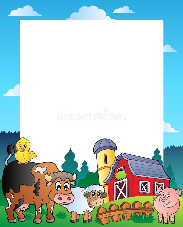 Country Frame with Red Barn 1 Stock Vector - Illustration of farmyard ...
