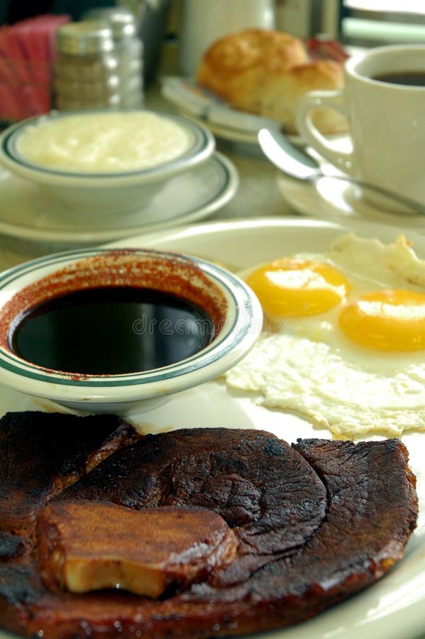Country ham breakfast stock image. Image of restaurant - 4882727