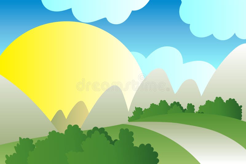 The Country Have Big Sun Flat Design Style Stock Vector - Illustration ...