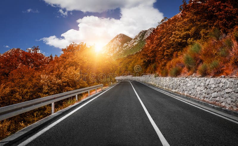 Country Highway in the Autumn. Road in the Fall. Stock Image - Image of ...