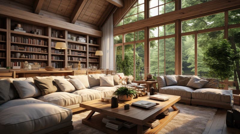 Country Home Interior Design of Modern Living Room Stock Photo - Image ...