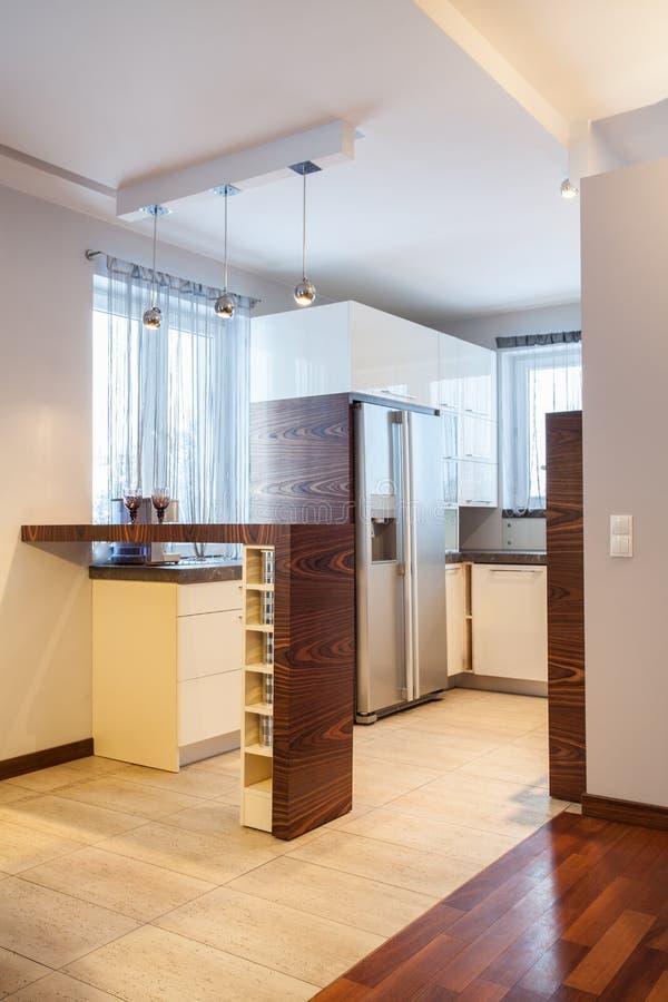 Elegant wooden kitchen stock image. Image of detail, brown - 6122659