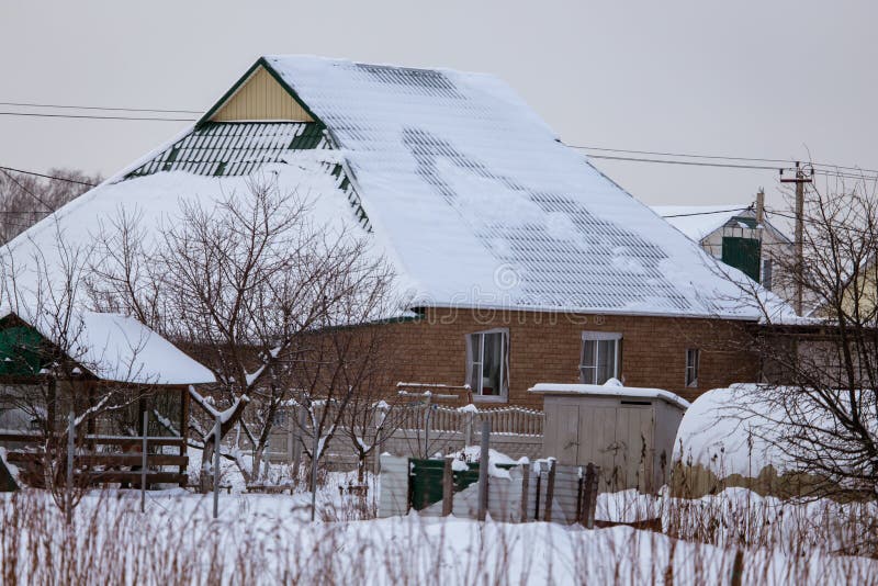 Country House Cottage in the Snow in Winter Stock Photo - Image of ...