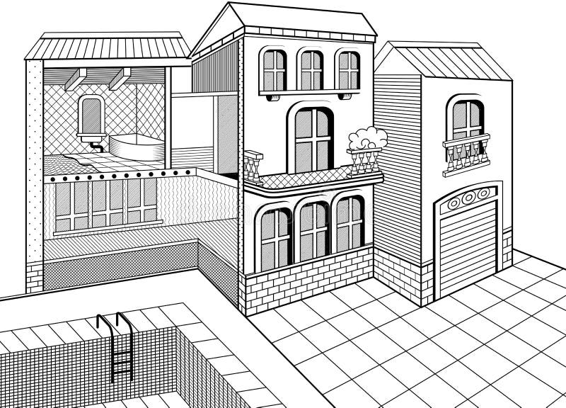 Country House Cross Section Stock Illustration - Illustration of brick ...