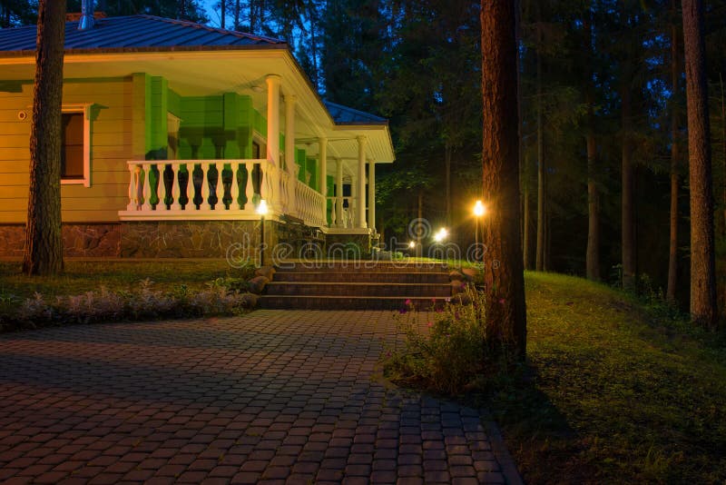 Country house in night stock photo. Image of natural - 106330012