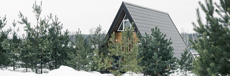 A Country House in Nature in Winter. Rest in an Ecologically Clean ...