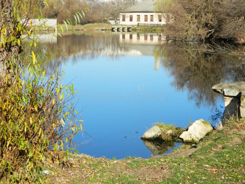 Country house stock image. Image of pond, lagune, house - 85322171