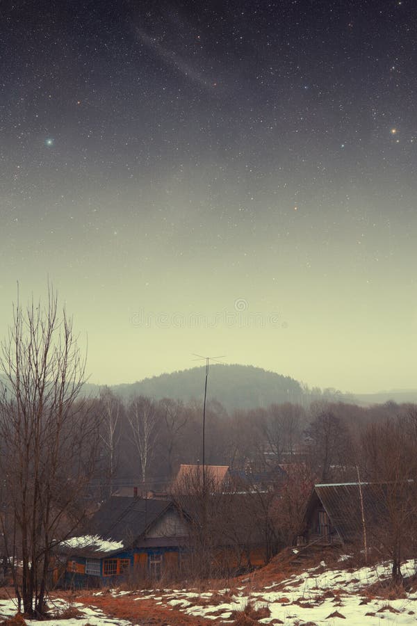 Country house at night. stock photo. Image of building - 38392106