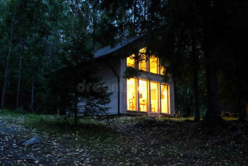 Country House in Night Forest Stock Photo - Image of folk, branch: 76452490