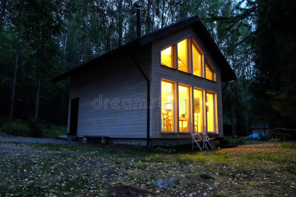 Country House in Night Forest Stock Photo - Image of home, folk: 76452782
