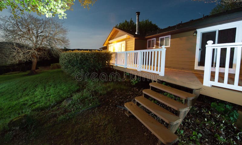 Country House at Night stock image. Image of brown, grass - 36303053