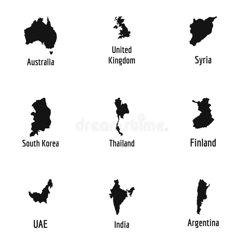 Country Icons Set, Simple Style Stock Vector - Illustration of china ...