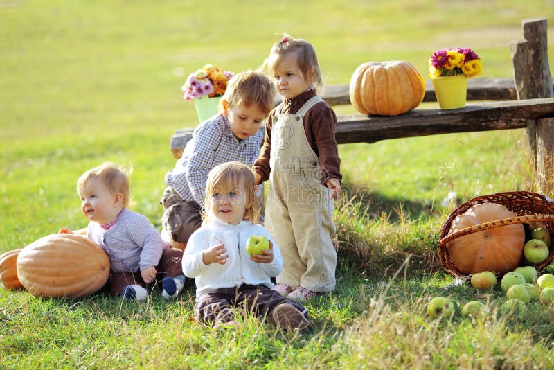 Country kids stock photo. Image of friendship, apples - 17077982