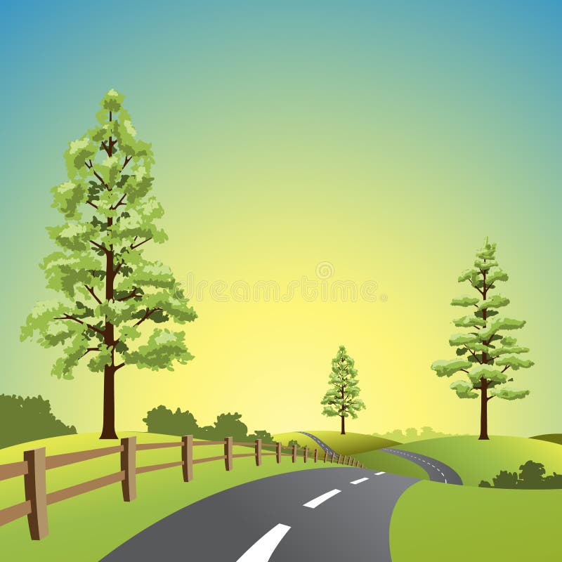 Country Landscape stock vector. Illustration of hills - 19789708