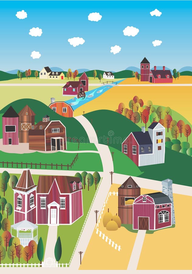 Country landscape stock vector. Illustration of countryside - 3440716