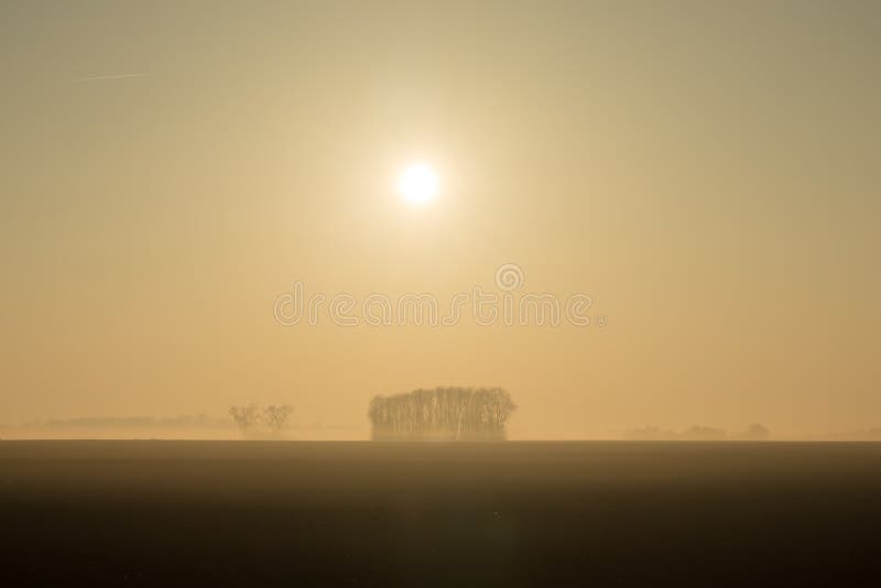 Country Landscape in the Morning in the Mist Stock Photo - Image of ...