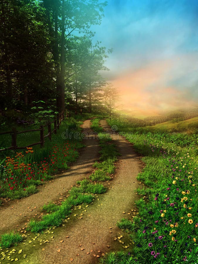 Country lane 2 stock illustration. Illustration of lane - 14664643
