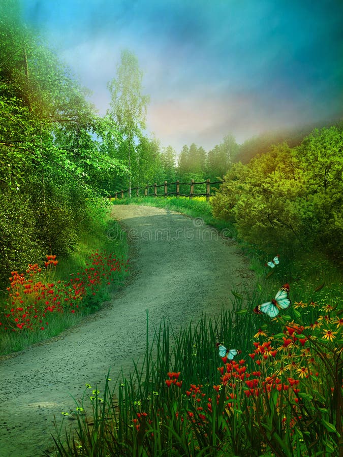 Country lane 3 stock illustration. Illustration of backdrop - 14664728