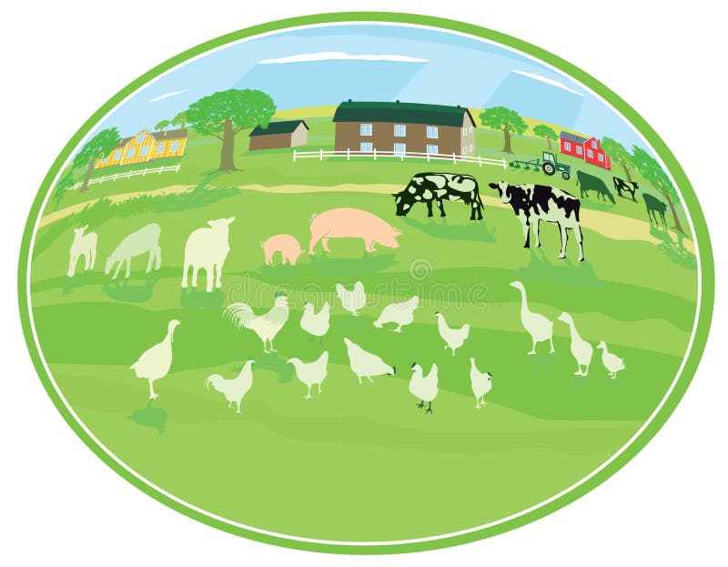Country life with animals stock vector. Illustration of farmer - 87595846