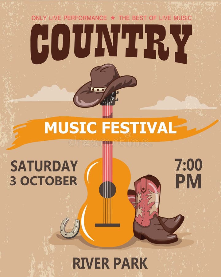 American Country Music Festival Playful Poster Background with Western ...