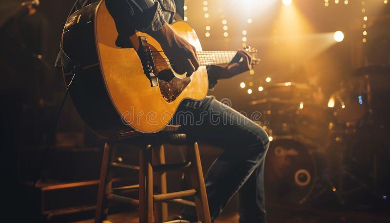 Country Musician Playing on a Guitar. AI Generated. Stock Illustration ...
