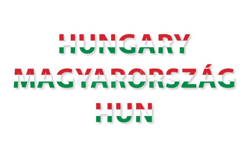 Hungary, Country Name with Official Flag, Vector Illustration Stock ...