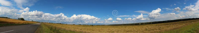 Country Panorama with Road and Fields Stock Image - Image of landscape ...